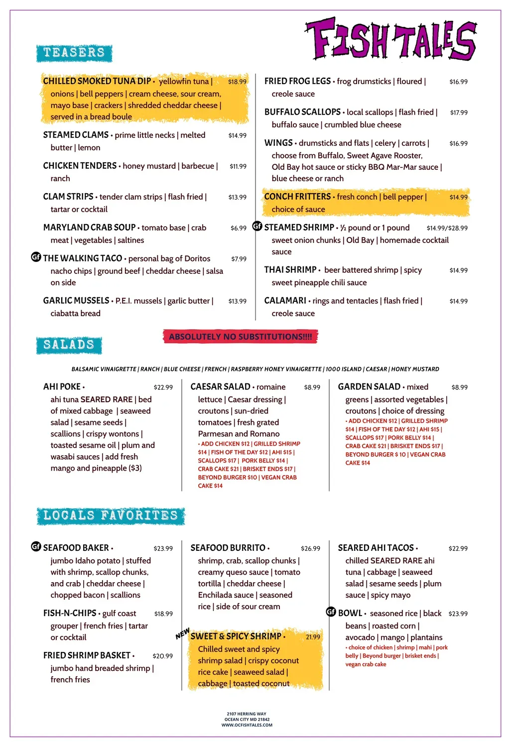 Fish Tales Bar and Grill Menu - Updated October 2025
