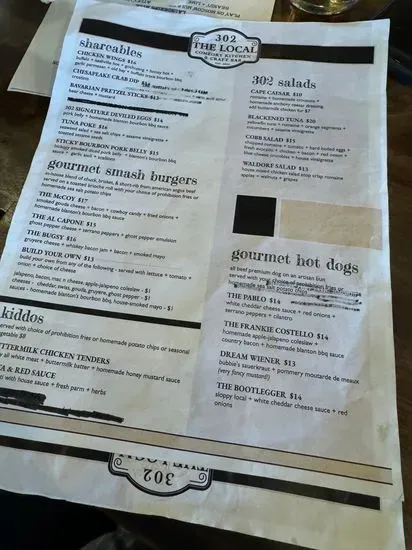 302 The Local Menu | Rehoboth Beach, DE | Checkle