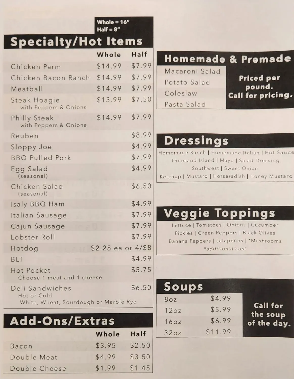 Tammy's West Side Deli Menu - Updated November 2025