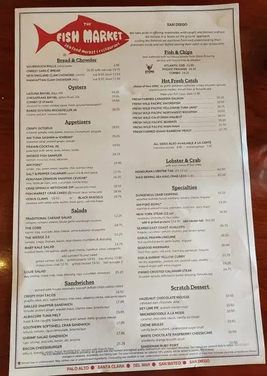 The Fish Market - San Diego Menu | San Diego, CA | Checkle
