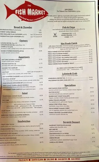 The Fish Market - San Diego Menu | San Diego, CA | Checkle