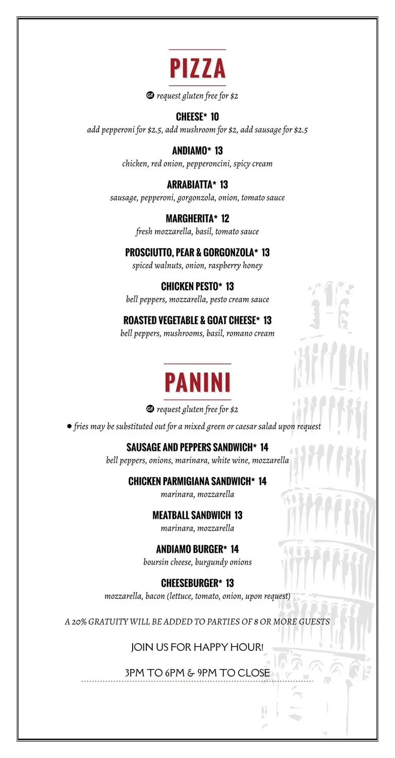 Andiamo Italian Ristorante Menu - Updated November 2025