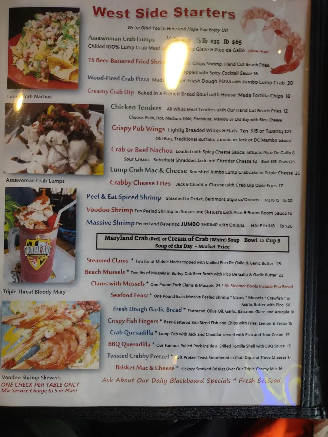 Crabcake Factory West Menu - Updated November 2025