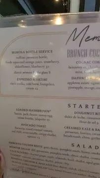 Memoir Menu - Updated November 2025