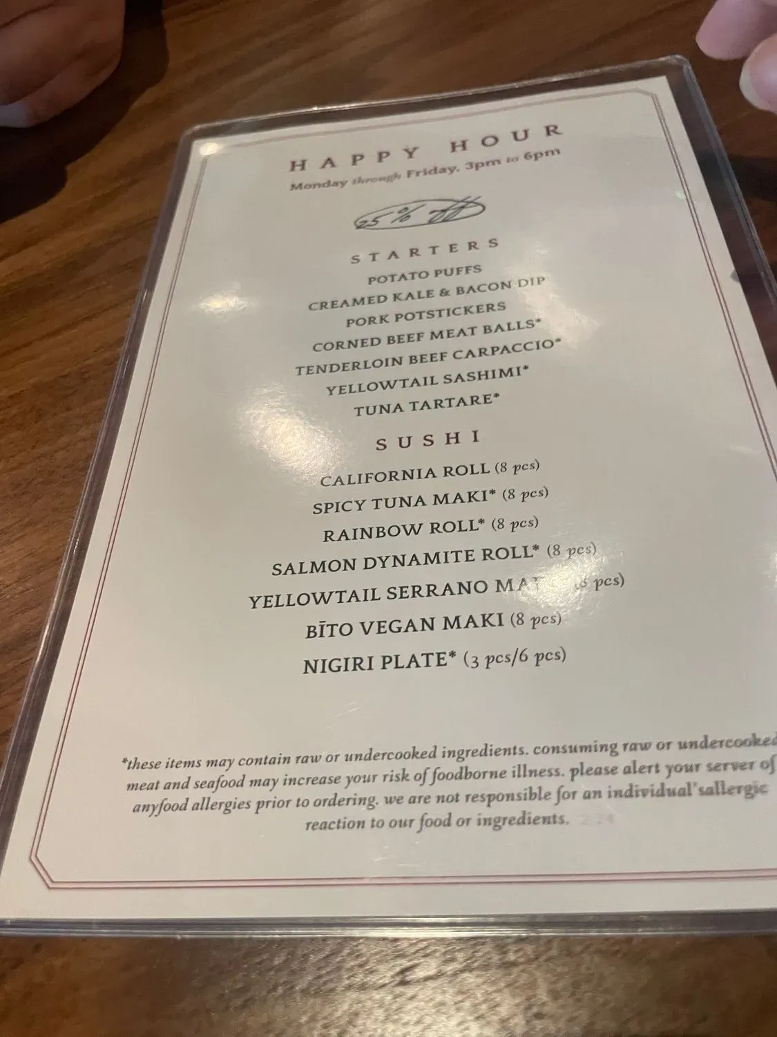 Memoir Menu - Updated November 2025