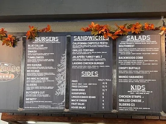 Backwoods Burgers Menu | Oakdale, CA | Checkle