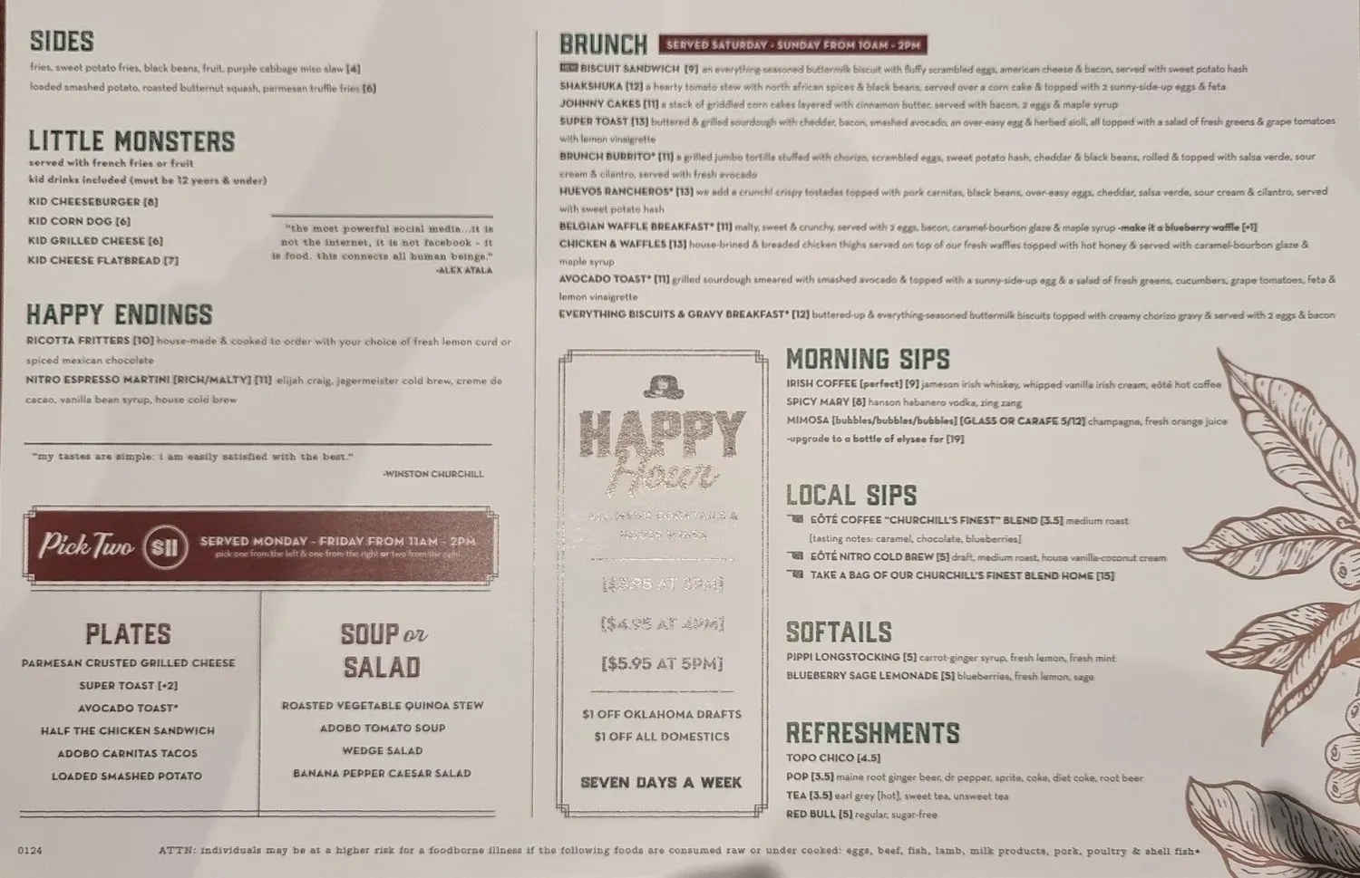 The Winston - Edmond Menu - Updated November 2025