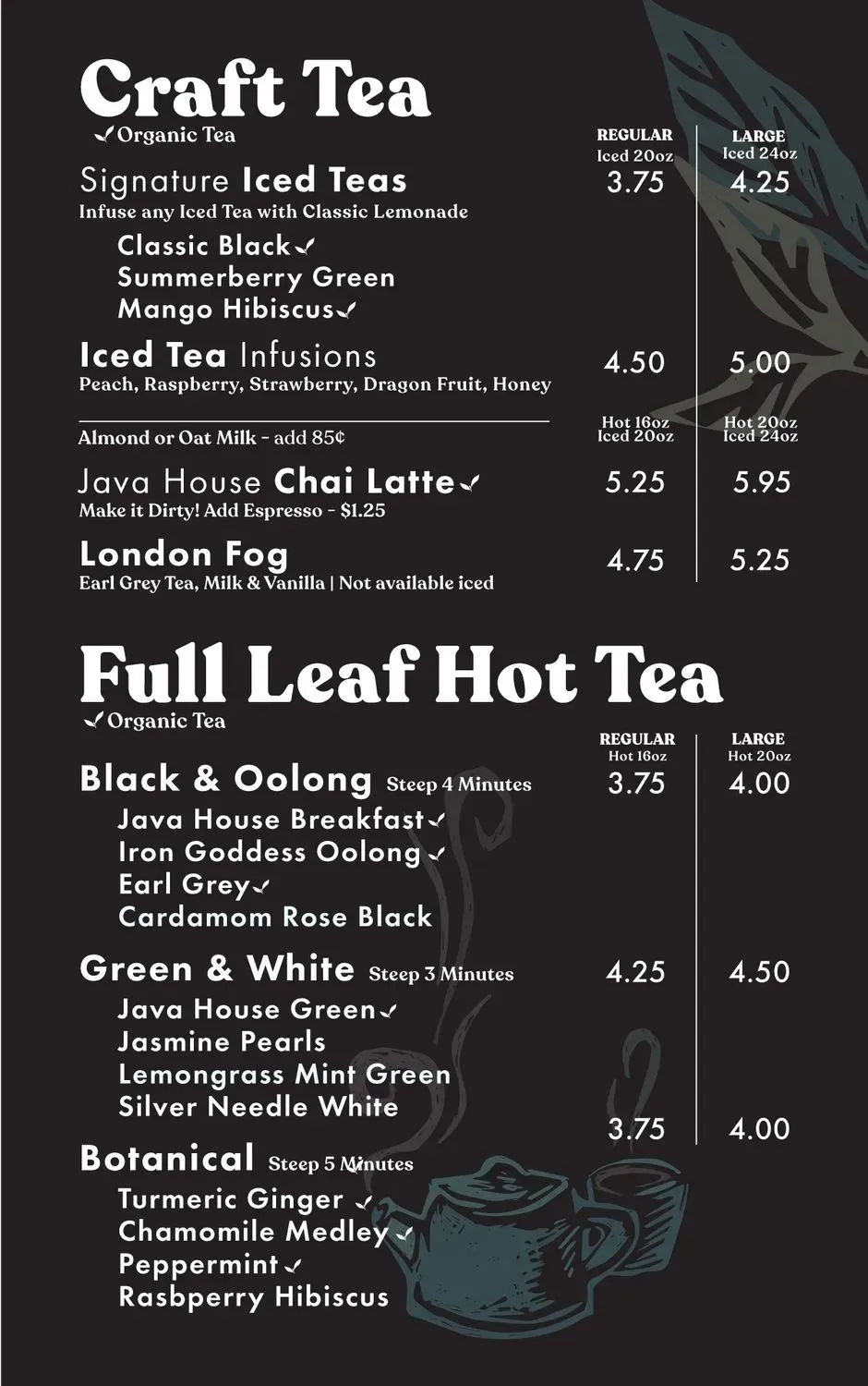 Java House Coffee Roasters - Downtown Menu - Updated November 2025