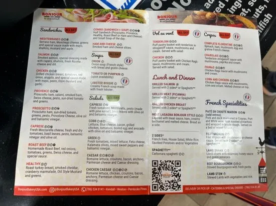 Bonjour French Bakery & Cafe - Pembroke Pines Menu | Pembroke Pines, FL ...