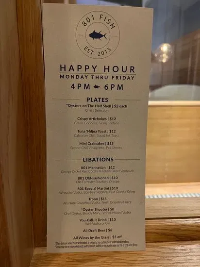 801 Fish Menu | Denver, CO | Checkle