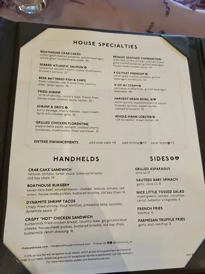 The Boathouse at Short Pump Town Center Menu | Richmond, VA | Checkle