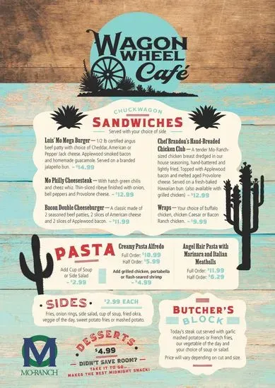 The Wagon Wheel Cafe Menu | Hunt, TX | Checkle