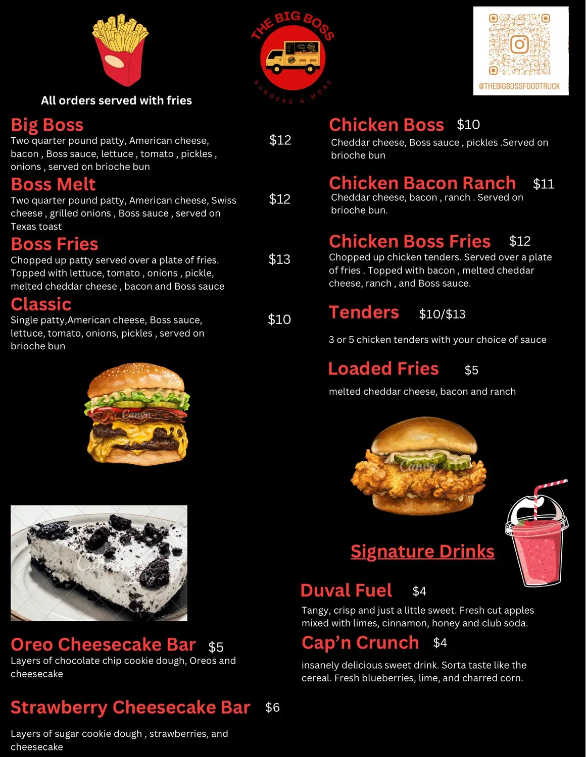 The Big Boss Food Truck Menu
