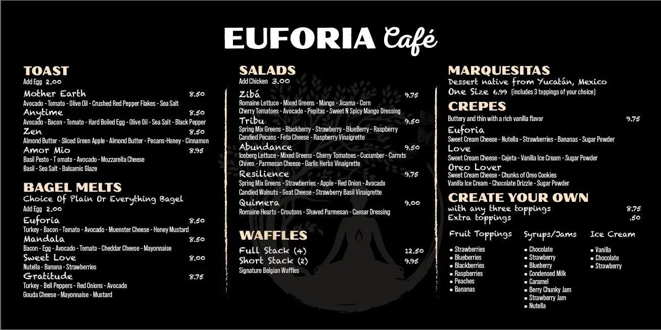 Euforia Café Menu - Updated September 2025