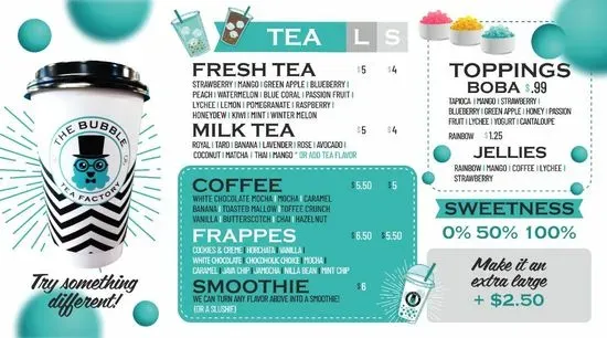 The Bubble Tea Factory Menu | Kerrville, TX | Checkle