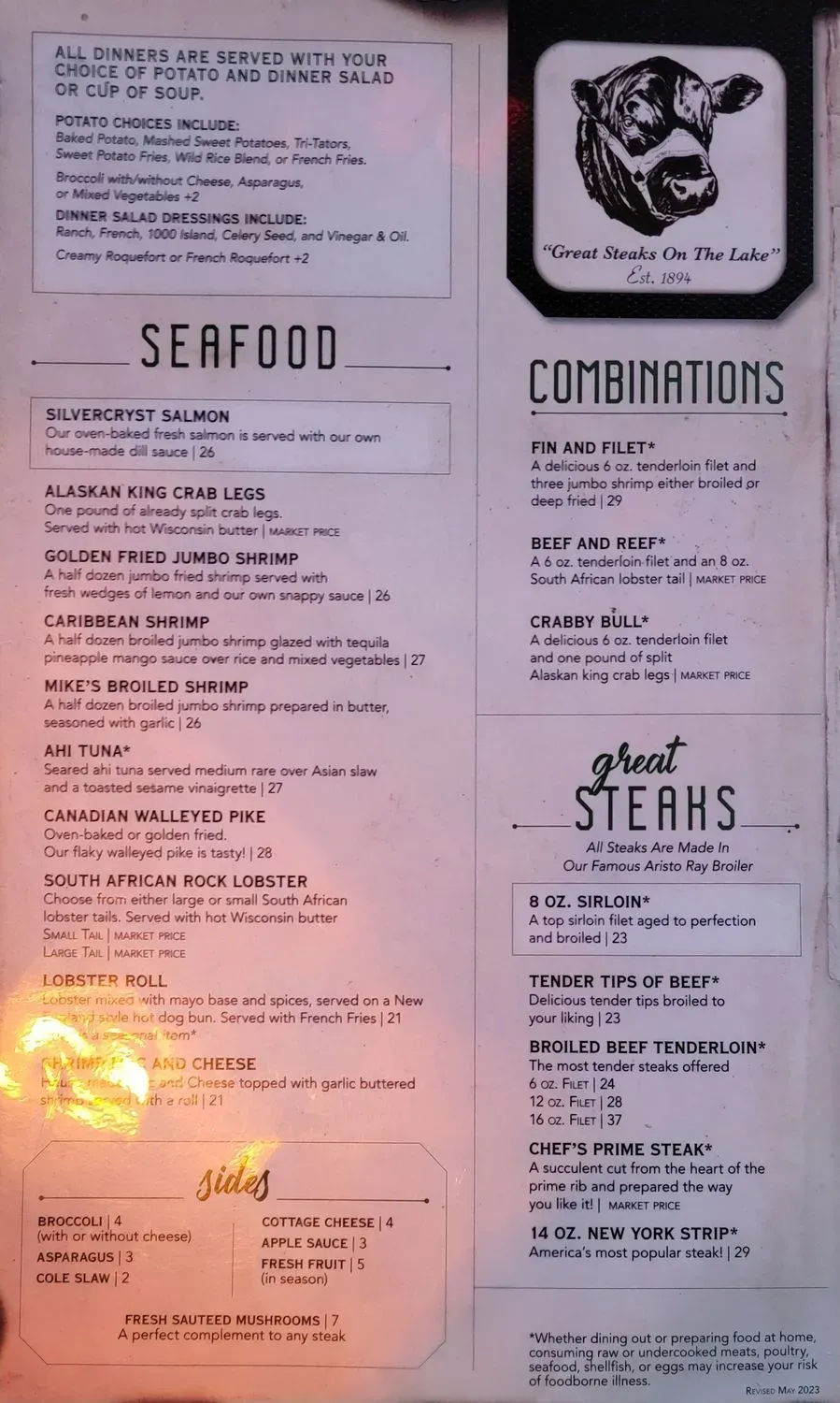 Silvercryst Supper Club Resort & Motel Menu - Updated November 2025