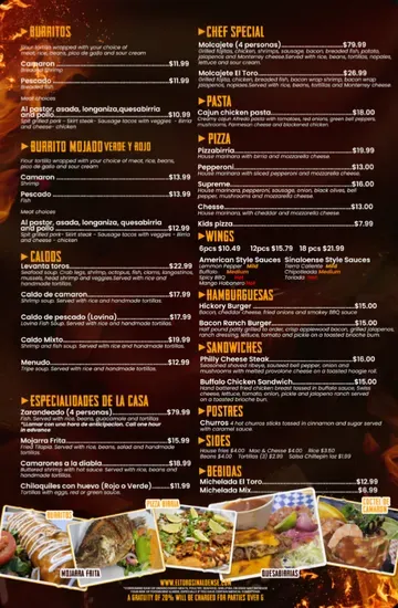 El Toro Sinaloense Menu | Dallas, TX | Checkle