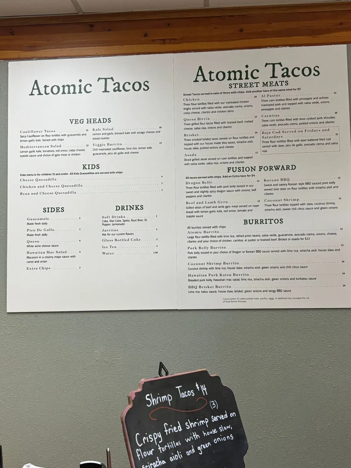 Atomic Tacos Menu | Kalispell, MT | Checkle