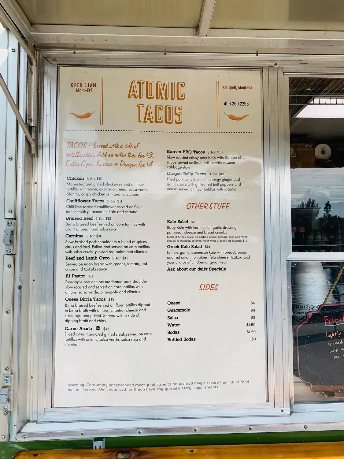 Atomic Tacos Menu | Kalispell, MT | Checkle