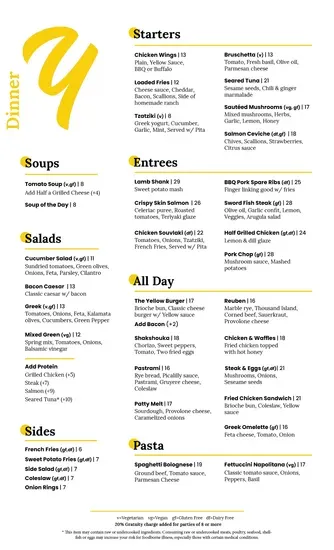 Yellow Diner Menu | Vienna, VA | Checkle