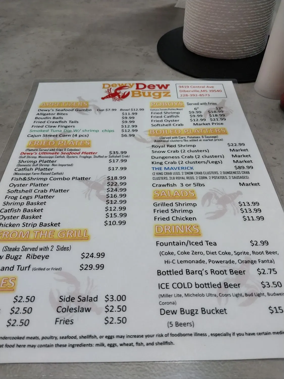 Dewy Dew Bugz Seafood Market & Restaurant Menu - Updated November 2025