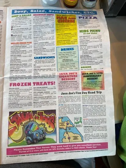 Java Joe's Cafe Menu | St Ignace, MI | Checkle