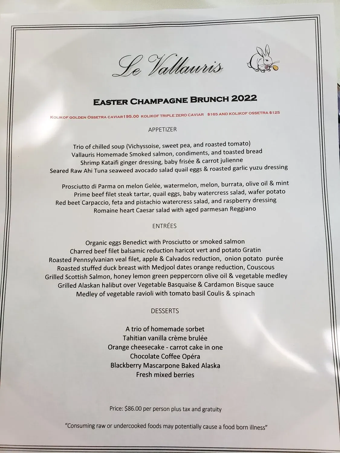 Le Vallauris Restaurant Menu - Updated November 2025