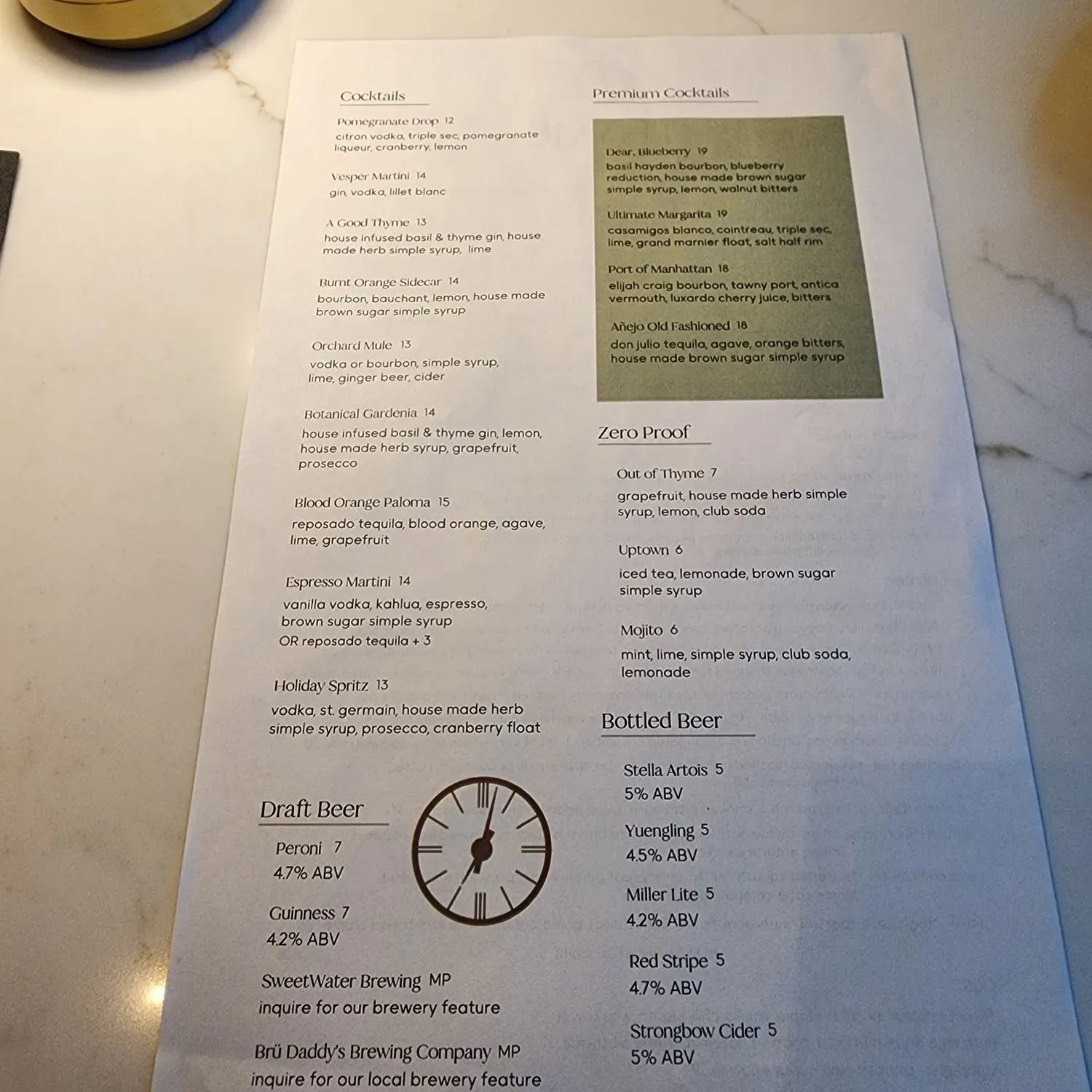 Thyme Rooftop Grille Menu - Updated October 2025