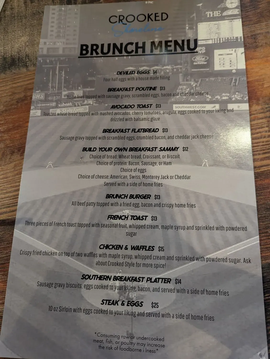 Crooked Shoreline Menu - Updated November 2025