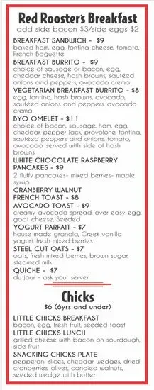 Red Rooster Artisan Bakery Menu | Hamilton, MT | Checkle