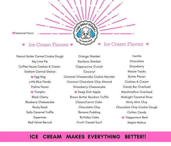 The Daily Scoop Ice Cream Shop Menu | Canton, MS | Checkle