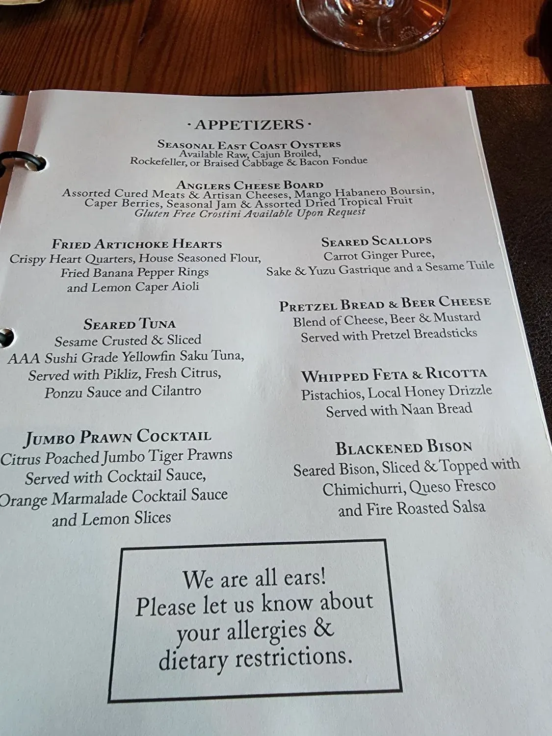 THE ANGLER'S CLUB Menu - Updated November 2025