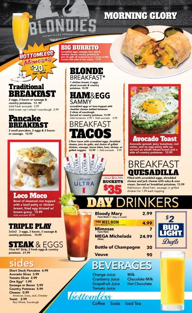 Blondies Sports Bar & Grill Menu - Updated November 2025