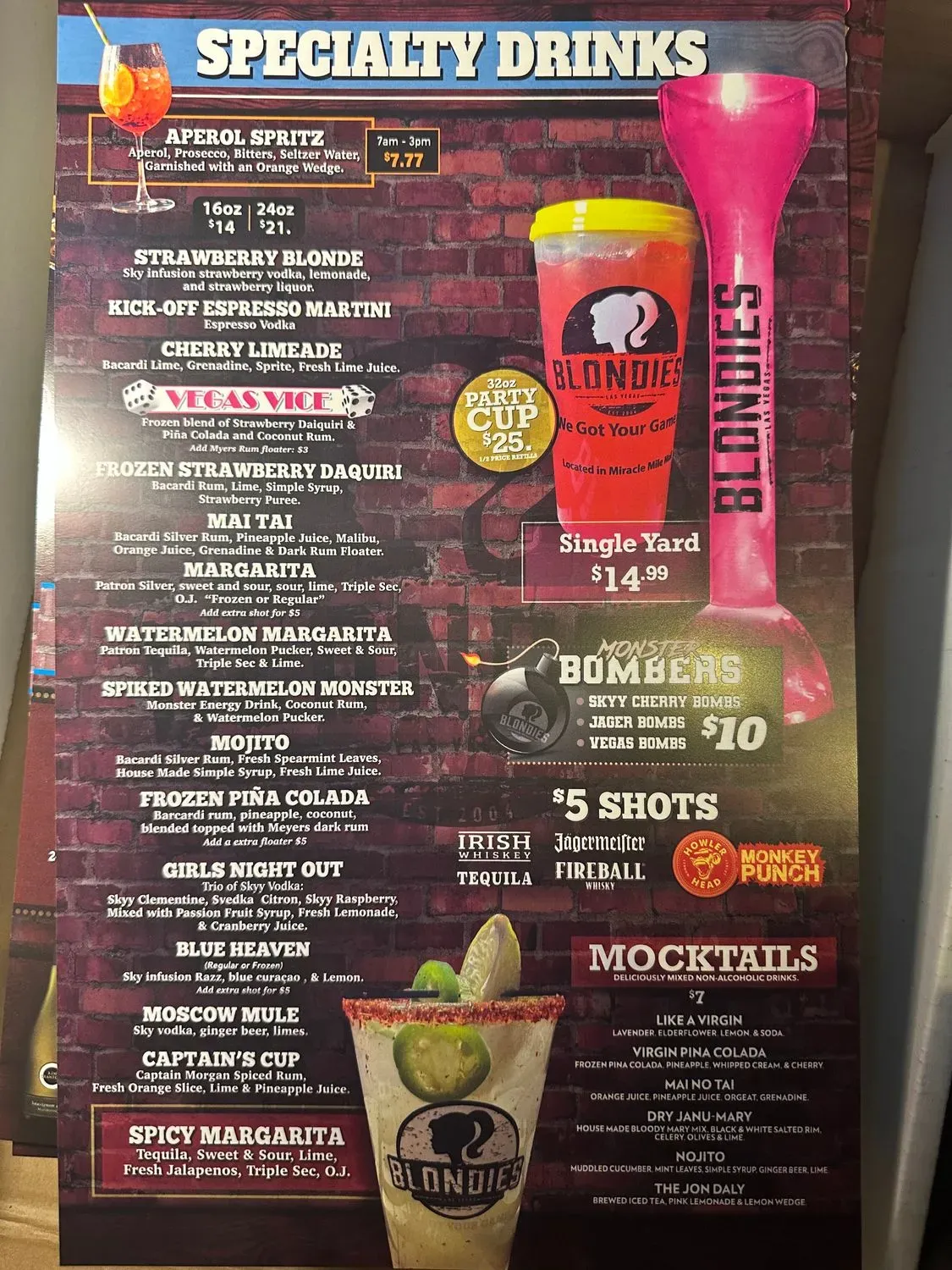 Blondies Sports Bar & Grill Menu - Updated November 2025