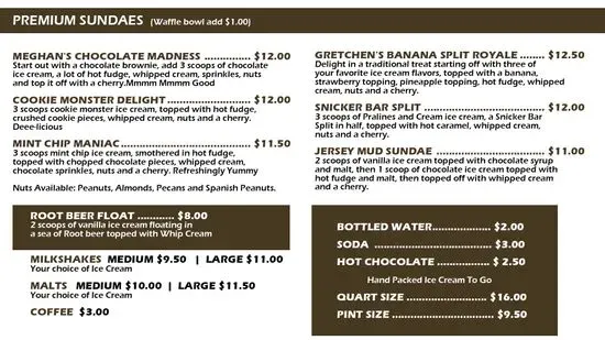 Pink Pelican Ice Cream Bar Menu | Panama City Beach, FL | Checkle