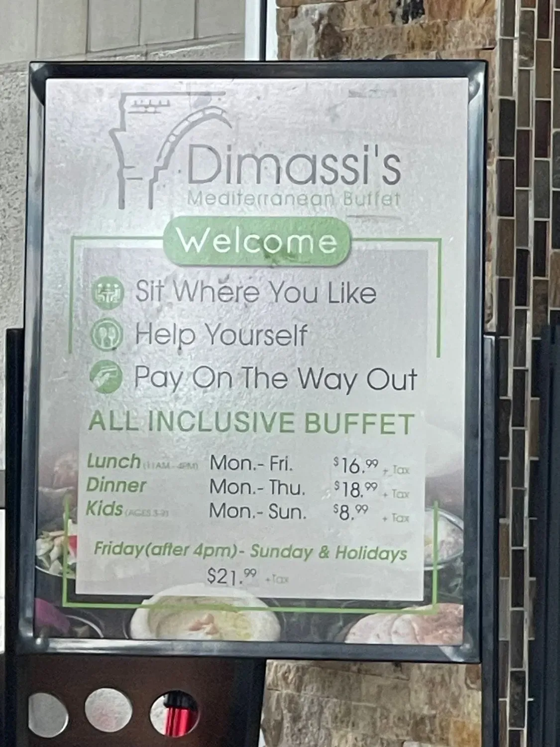 Dimassi's Mediterranean Buffet Menu - Updated November 2025