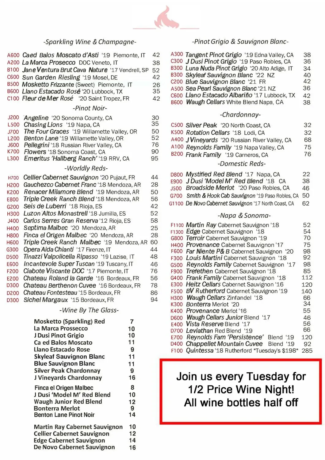 Red Flame Steak & Grill Menu - Updated November 2025