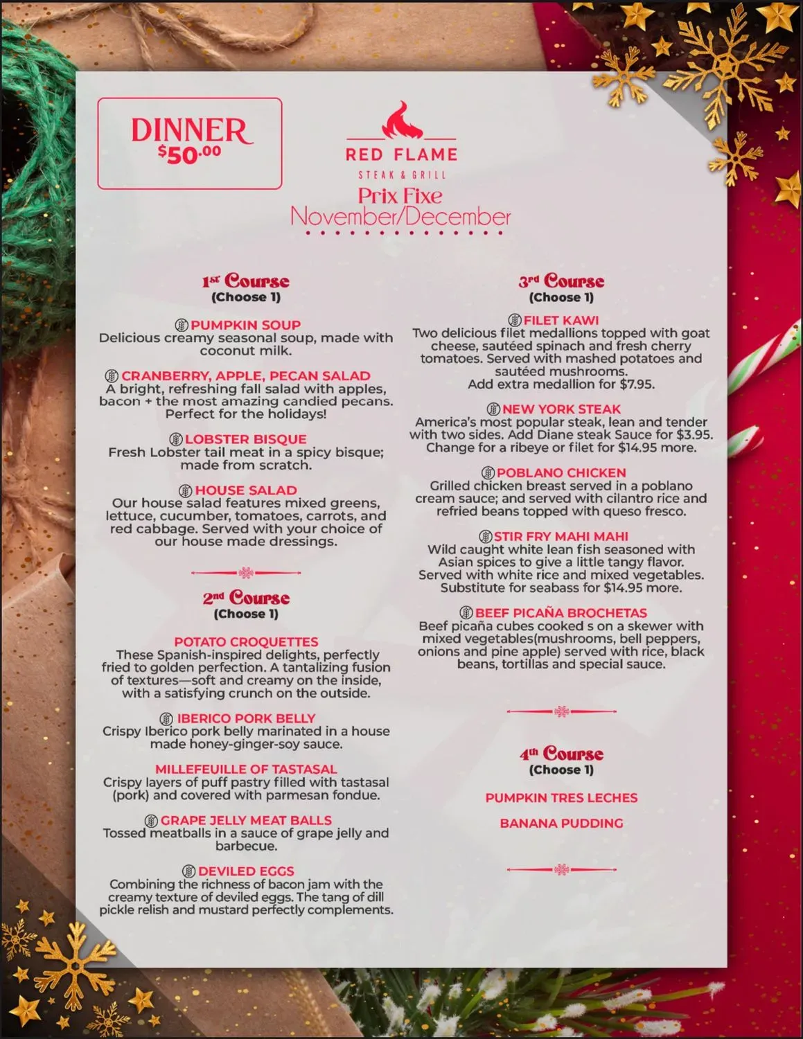 Red Flame Steak & Grill Menu - Updated November 2025