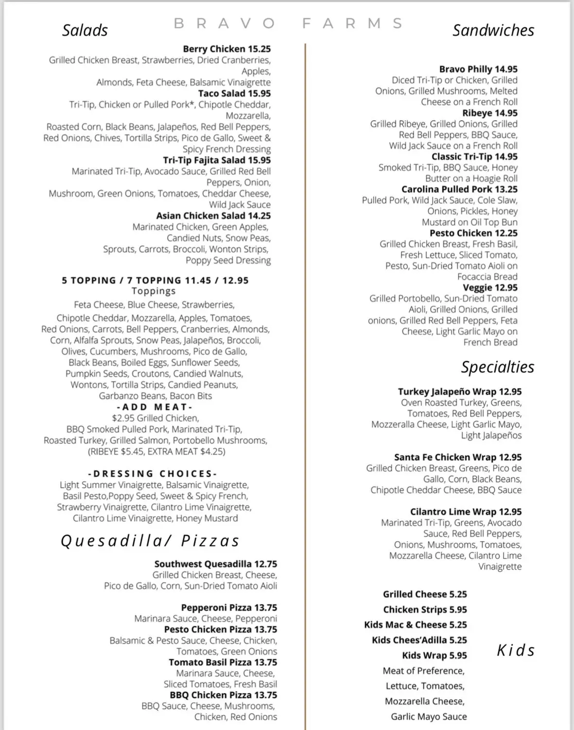 Bravo Farms Restaurant Visalia Menu | Visalia, CA | Checkle