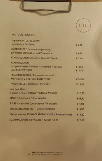 LILO Restaurant im Altstadtquartier Menu | Lichtenstein | Checkle