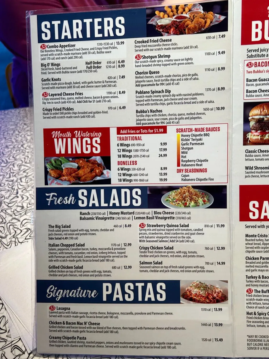 Bubba's 33 Menu - Updated October 2025