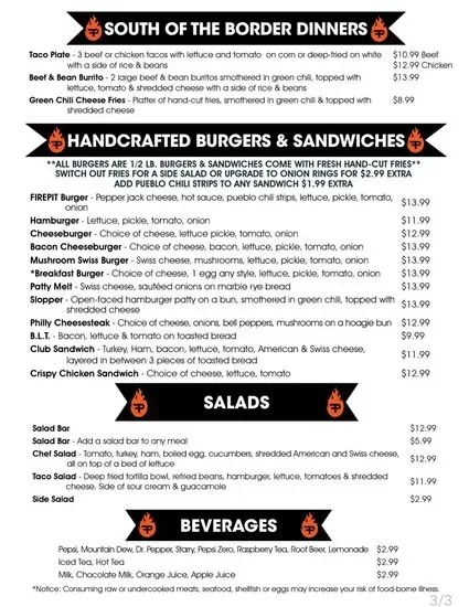 The Firepit Restaurant & Grill Menu | Pueblo, CO | Checkle