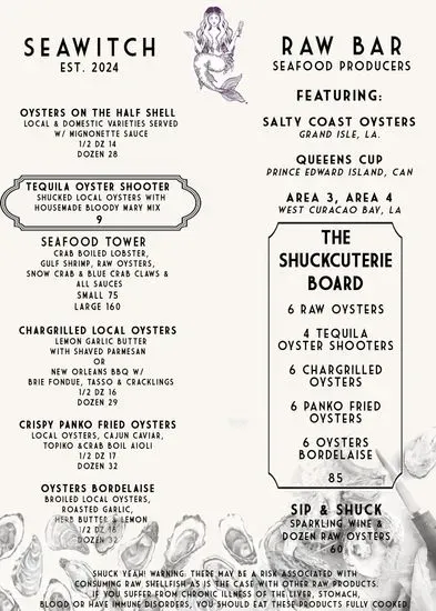 Seawitch Restaurant & Oyster Bar Menu | New Orleans, LA | Checkle