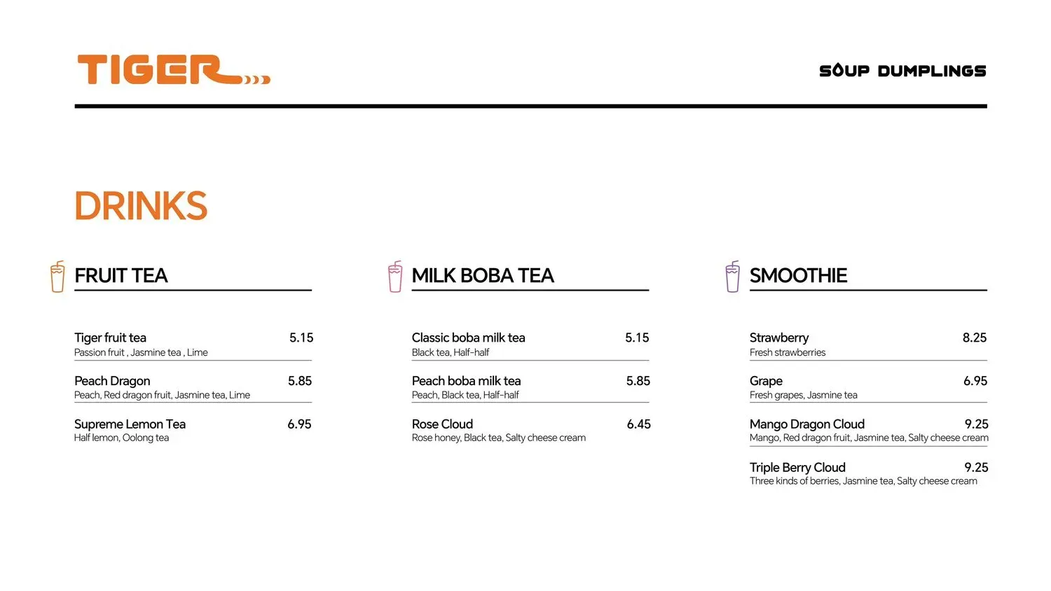Tiger Soup Dumplings（Des Peres） Menu - Updated November 2025