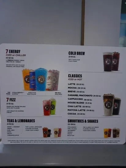 7 Brew Coffee Menu | Dallas, TX | Checkle