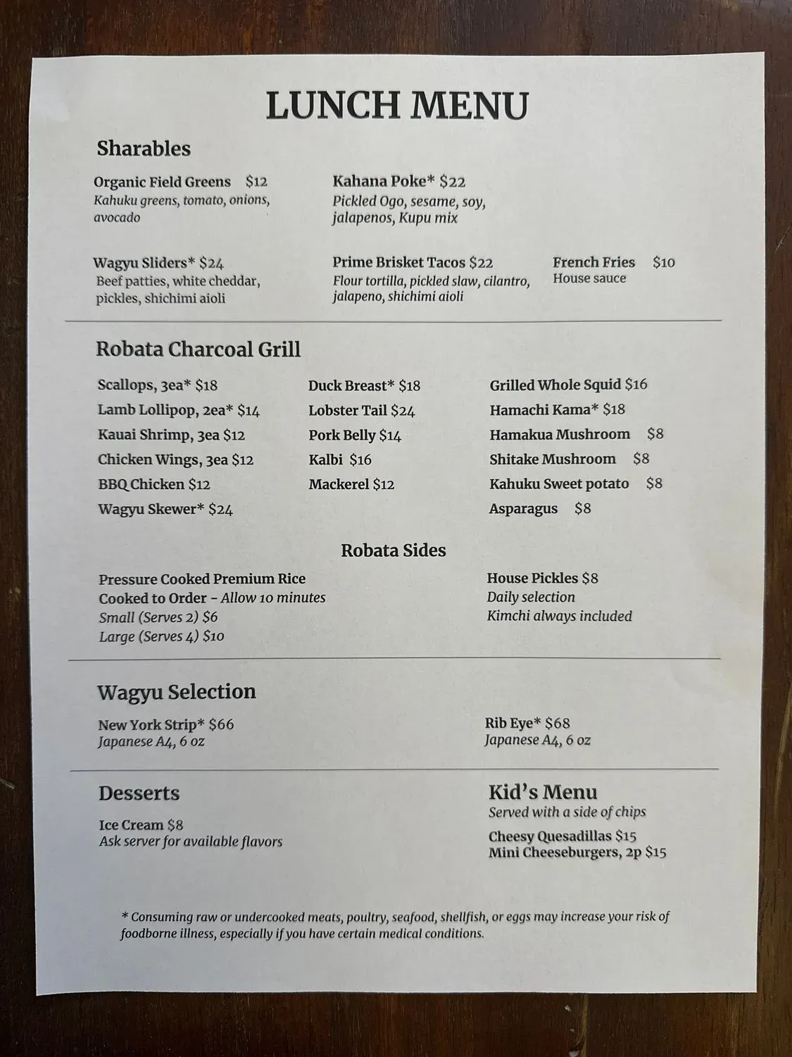 The Crouching Lion Menu - Updated November 2025