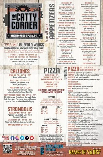Catty Corner Neighborhood Pub and Pie Nazareth Menu | Nazareth, PA | Checkle