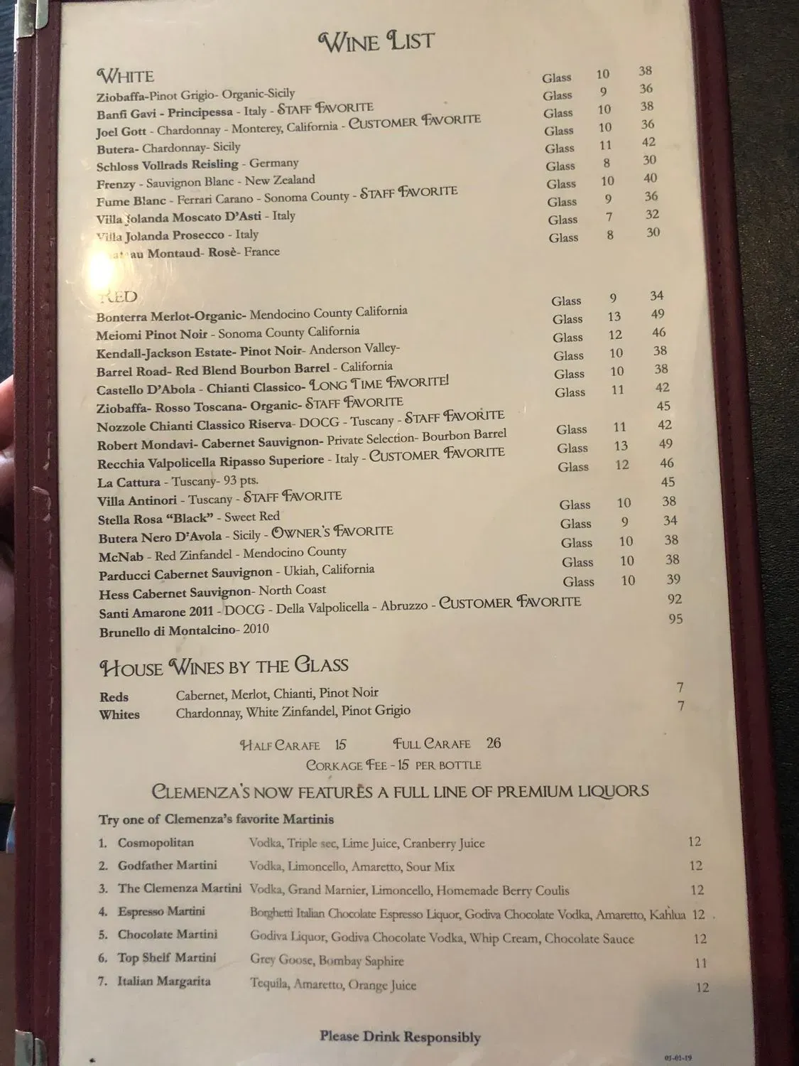 Clemenza's at Uptown Menu - Updated November 2025