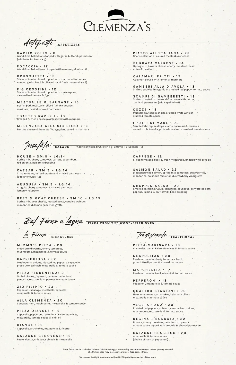Clemenza's at Uptown Menu - Updated November 2025