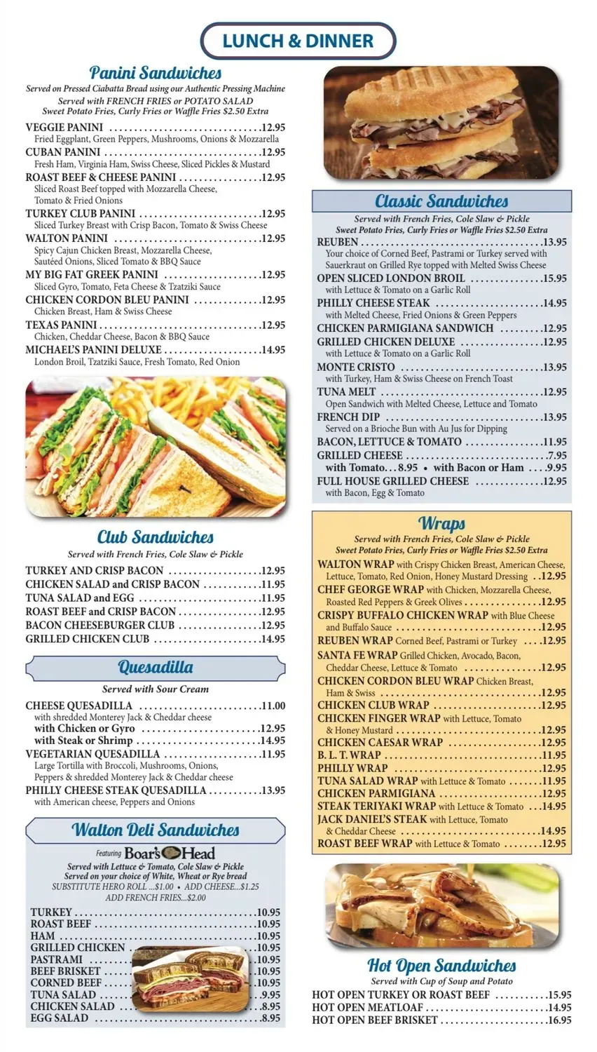 Walton Diner Menu - Updated October 2025